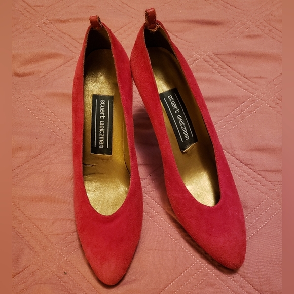 Stuart Weitzman | Shoes | Vintage Stuart Weitzman Red Suede Heels ...